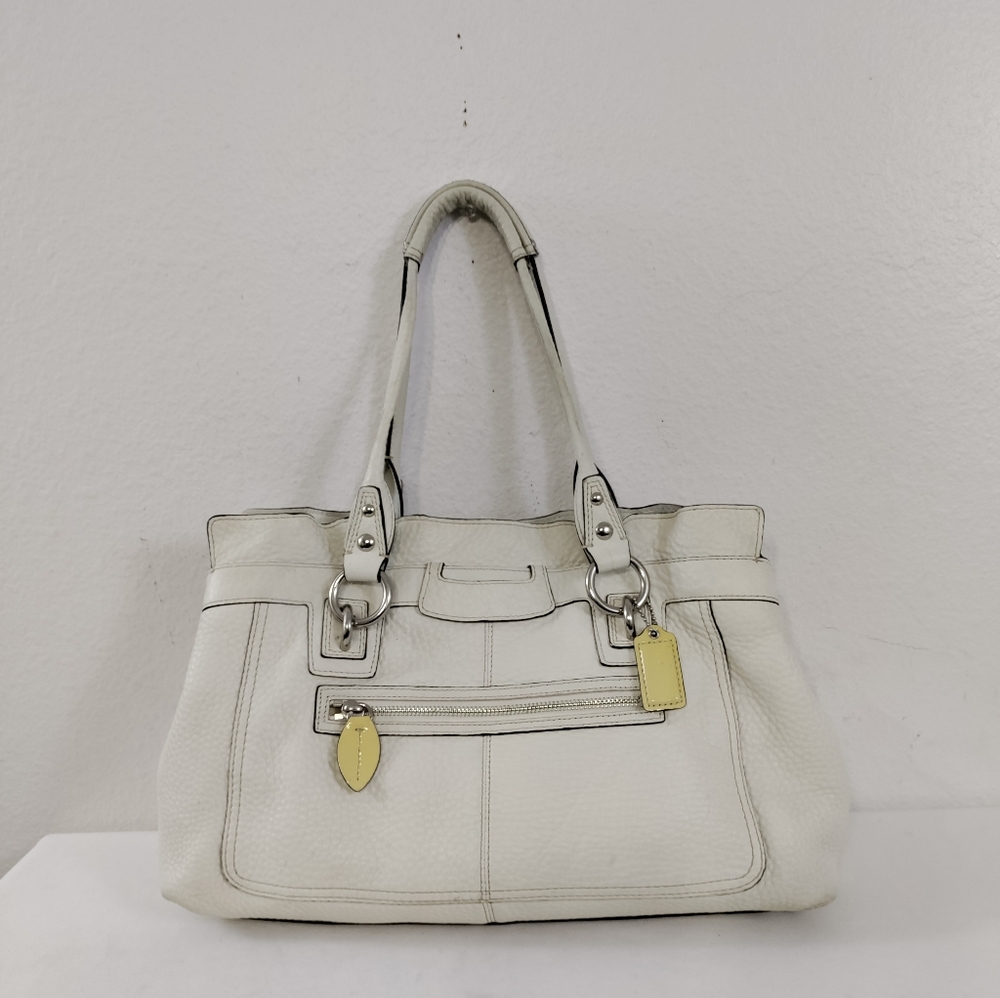 Coach Penelope Ivory Pebbled Leather Satchel Shoulder… - Gem